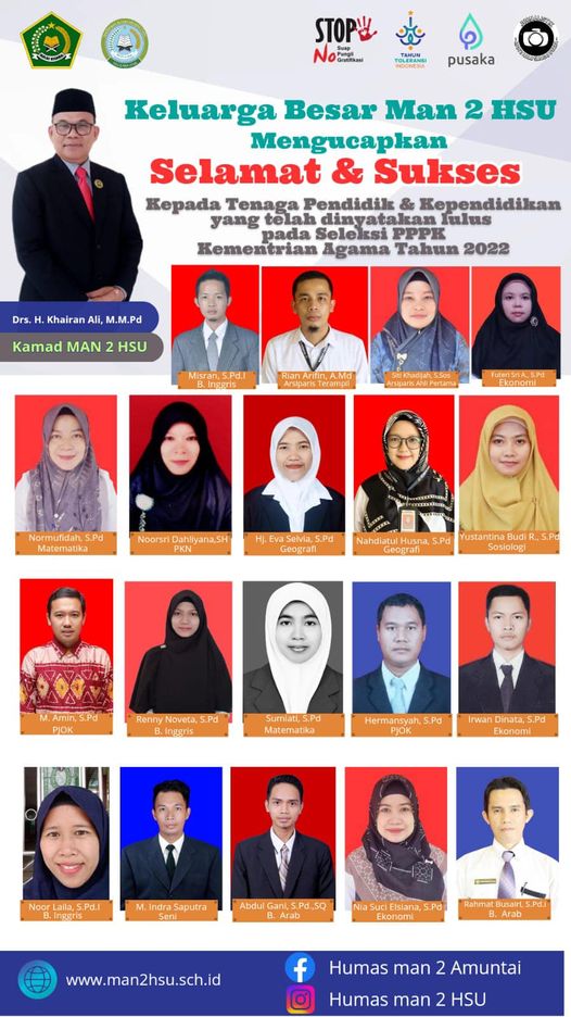Alhamdulillah, Selamat & Sukses kepada Tenaga Pendidik dan Kependidikan MAN 2 HSU yang ...
